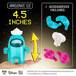 P.M.I. Among Us Action Figures | Two of Four 4.5-Inch-Tall Collectibles | Among Us Toys and Playable Mini Toys | Cyan Ghost and Pink Crewmate with 5 Accessories: Hats and Hands