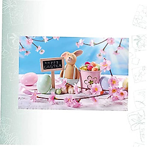 Gogogmee Banner Flags Rabbit Blanket Floral Decor Easter Photo Backdrop Monthly Happy Easter Backdrop Wall Sticker Eggs The Banner Background Cloth Photo Background Easter Studio Backdrop