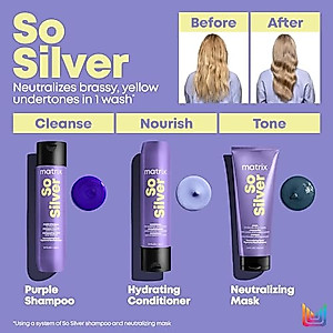 Matrix So Silver Conditioner | Deep Conditioning | Repairs Dull, Blonde & Silver Hair | Non-Color Depositing | For Color Treated Hair | For Dry, Damaged Hair | Packaging May Vary | Vegan