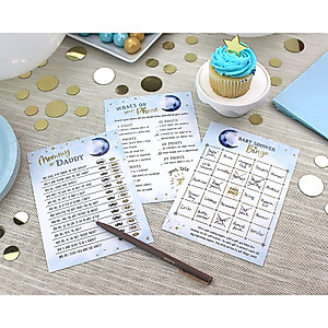 Lillian Rose"Love You to The Moon and Back" Baby Shower Game Set,Blue