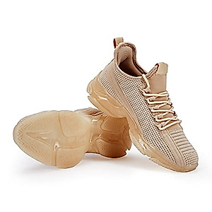 FISACE Womens Slip On Walking Shoes Glitter Rhinestone Breathable Lightweight Running Sneakers Rose