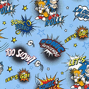Robert Kaufman Fabrics Sonic the Hedgehog Action Verbs Blue