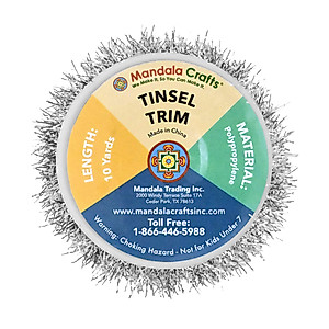 Mandala Crafts Silver Tinsel Garlands Mini Garland Christmas Tree Garland Christmas Silver Garland Decorations - Thin Metallic Foil Glitter Garlands Party Wedding Decor