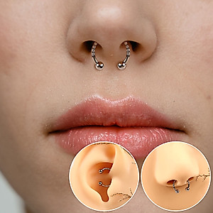 Melighting Titanium Septum Rings G23 Septum Jewelry Nose Rings Hoop 16G Clear CZ Horseshoe Daith Earrings Helix Earrings Tragus Piercing Jewelry Body Piercing Jewelry Women Men