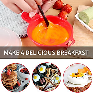 2 sets Microwave Egg Cooker,1 Minute Fast Egg Hamburg Omelet Maker Kitchen Cooking Tool(Red and clear)