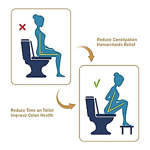 Toilet Stool, Folding Bamboo Squatting Stool for Adult and Kids, Waterproof and Non Slip Collapsible Poop Stool for Bathroom