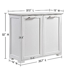 OLD CAPTAIN Double Tilt Out Trash Cabinet, Wooden Kitchen Garbage Can Free Standing Holder (White)