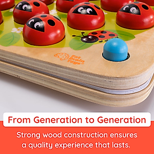 Fat Brain Toys Ladybug's Garden Toddler Memory Game, Wooden Memory Matching Games for Kids, Preschool Toys