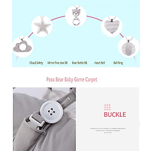 KUANDARM Grey Bear Shaped Baby Play Mat with Fitness Frame Cute Pendants Newborn Activity Centre Toddler Game Blanket