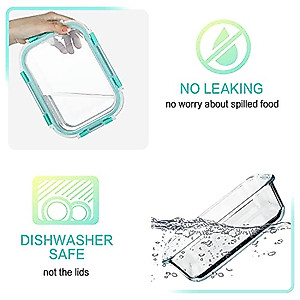 M MCIRCO [10-Pack,22 Oz Glass Meal Prep Containers,Glass Food Storage Containers with lids,Glass Lunch Containers,Microwave, Oven, Freezer and Dishwasher, Green