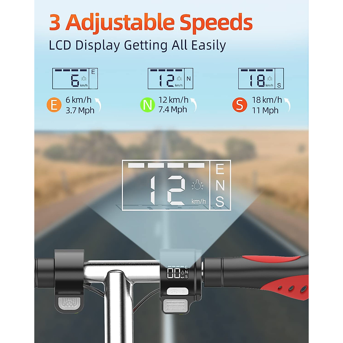 ALLMOVE Electric Scooter for Kids with 150W Motor Up to 11 Mph & 8 Miles, Foldable E-scooter Ages 6-16 with LCD Display, 3 Adjustable Speeds & Heights, Maximum 165 Ibs (Black)