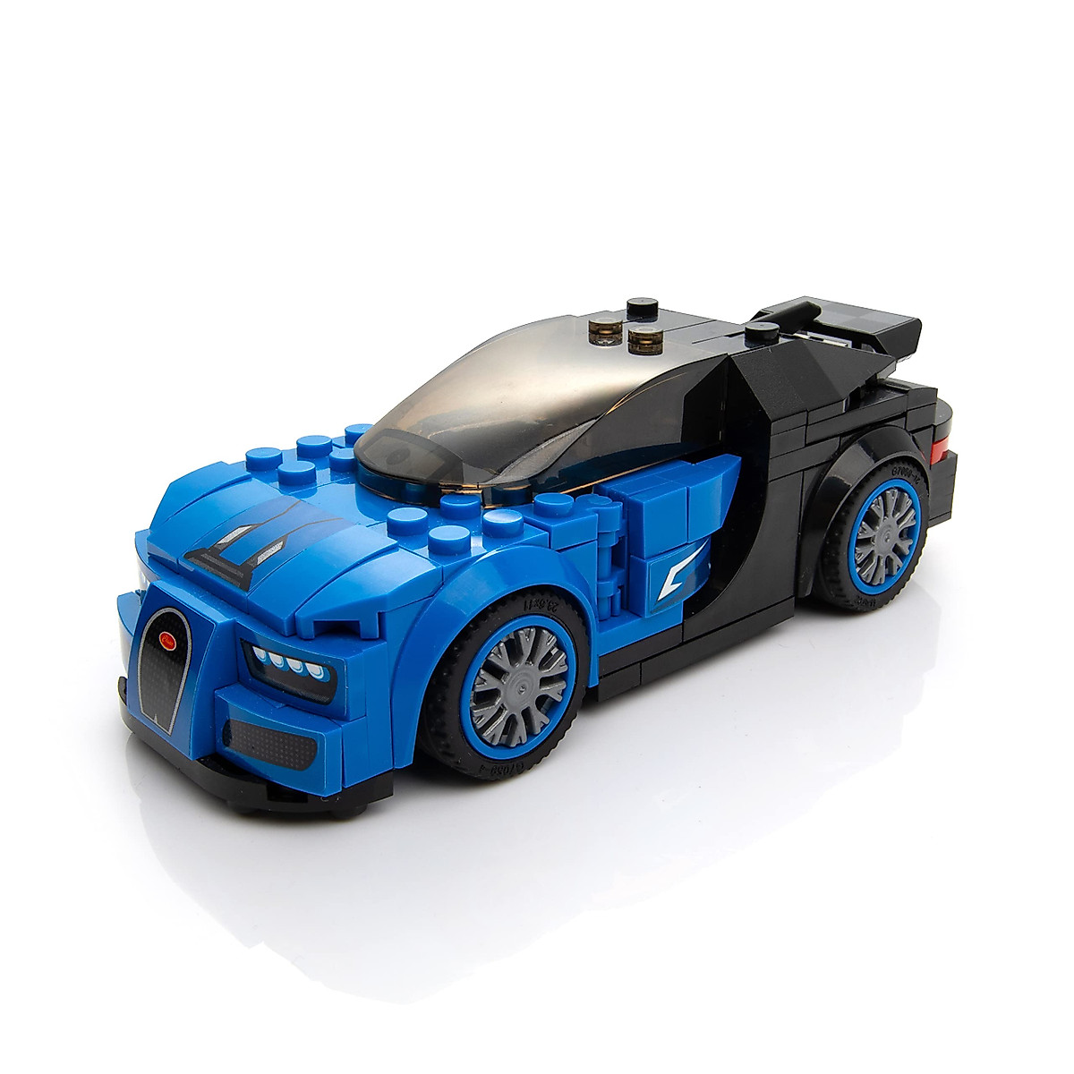 Block Builder Bugatti Racing Car Building Block Set (237 Pieces). Racing Car Building Blocks for Kids and Adults (Blue)