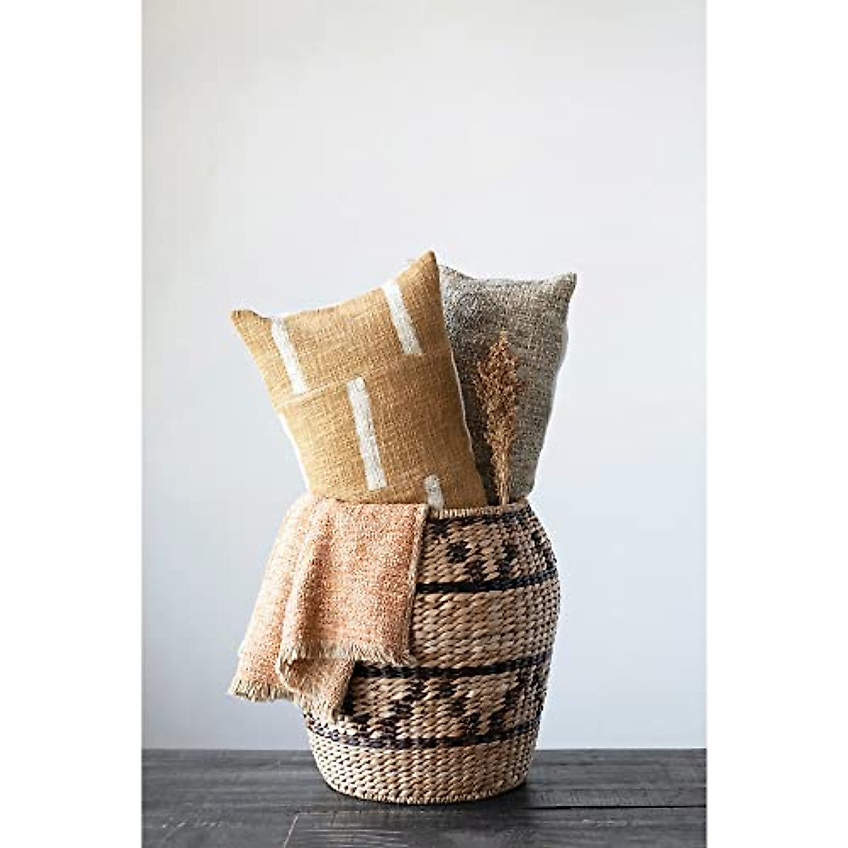 Creative Co-Op Mélange Cotton Blend Bouclé Lumbar Pillow, 13" L x 36" W x 2" H, Greige