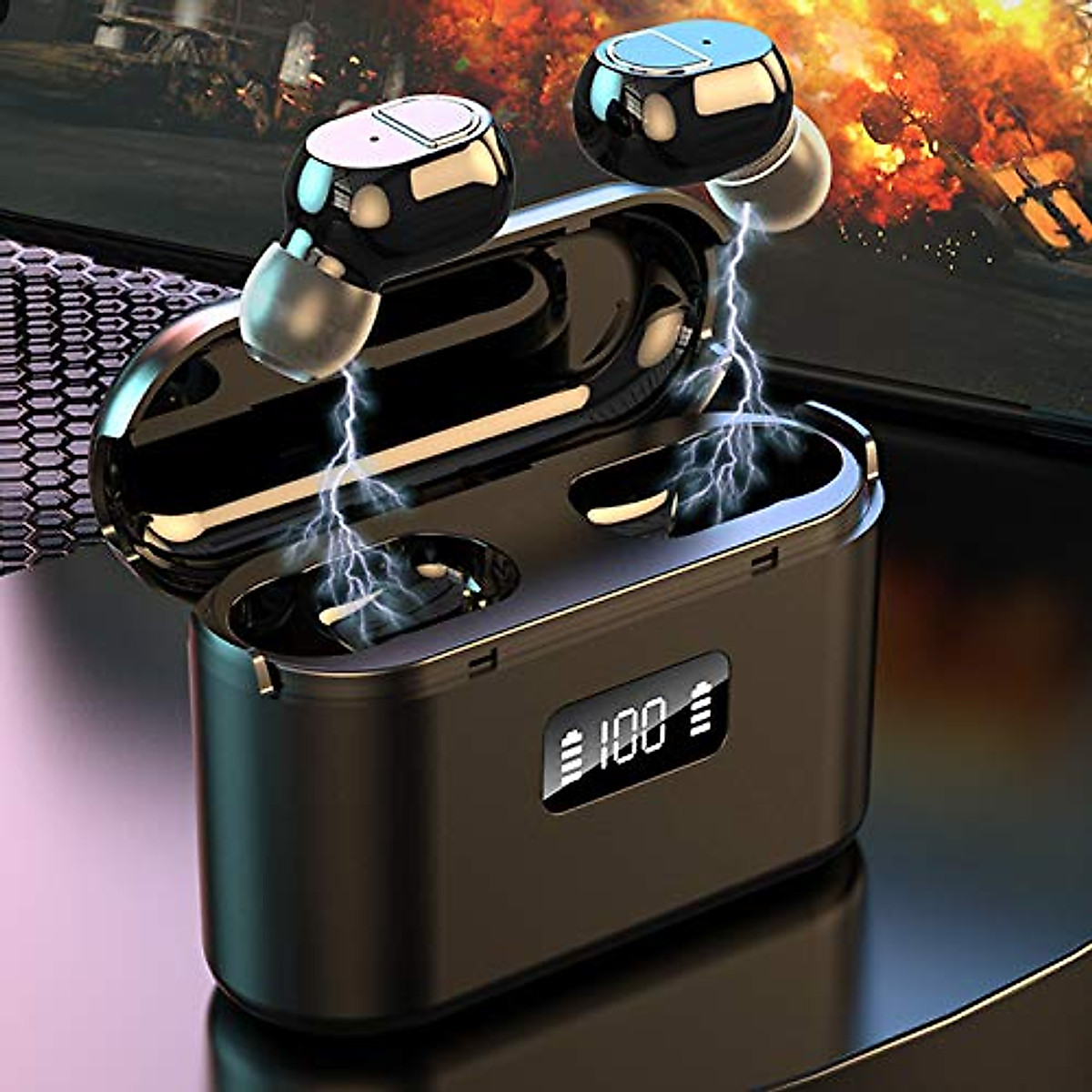 Heave True Wireless Earbuds,Touch Control Mini Bluetooth 5.1 Earphones Mini Portable Stereo Headsets in‑Ear Hands-Free with Charging Bo(IPX7 Waterproof) for Sports/Driving/Travel Yellow