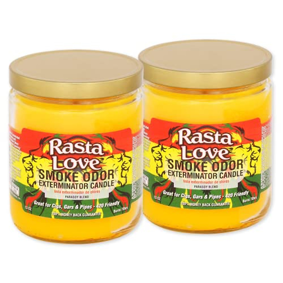 Smoke Odor Exterminator 13oz Jar Candles Rasta Love, (2)