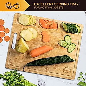 Large Organic Bamboo Cutting Board - Wooden Charcuterie Cheese Serving Platter, X-Large