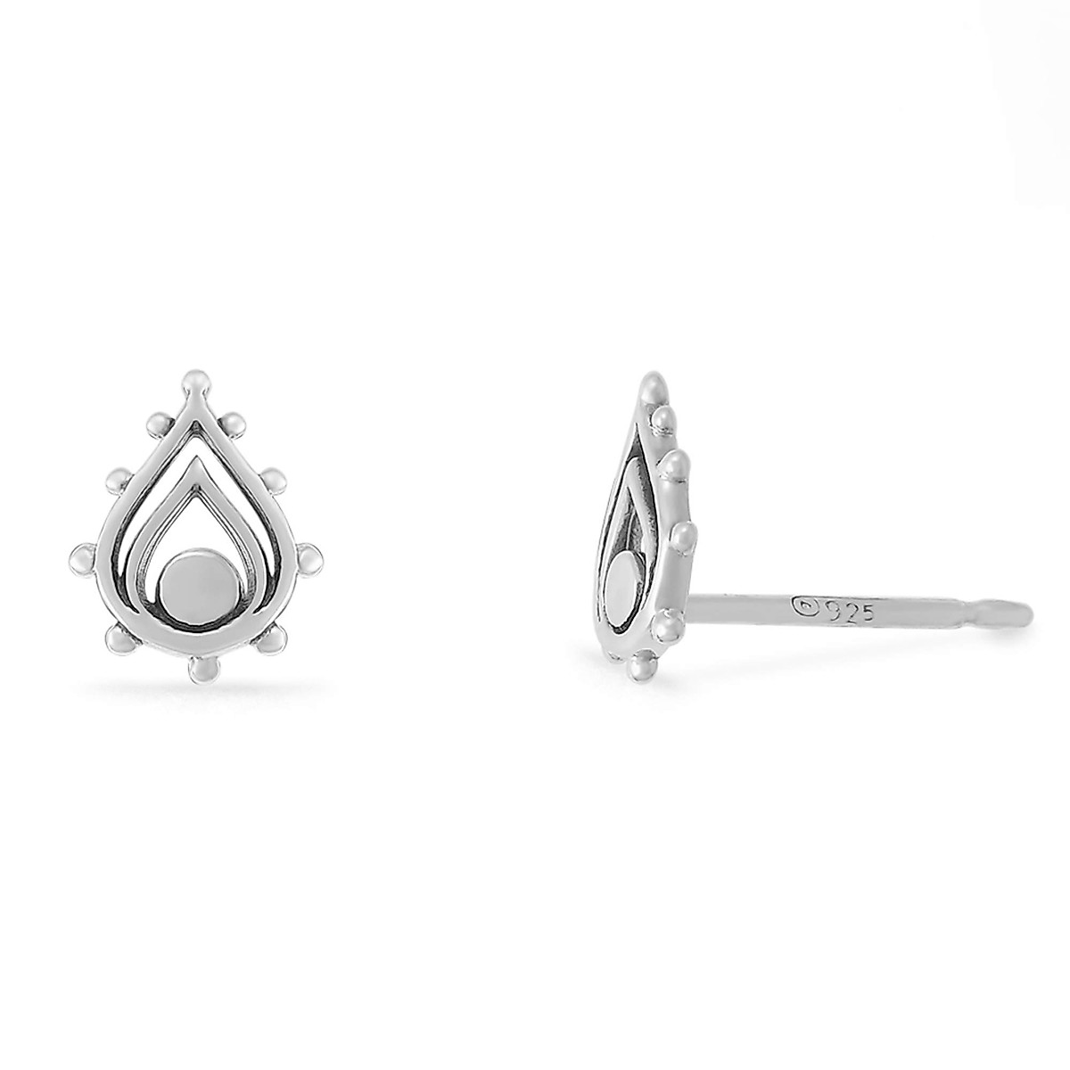 Boma Jewelry Sterling Silver Balinese Tribal Boho Teardrop Stud Earrings