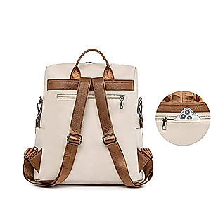 Leather Backpack Purse for Women PU Medium Size Travel Backpack Trendy Anti Theft Handbags and Shoulder Bag (White)