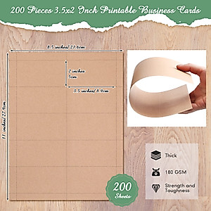 Fainne 2000 Pieces Blank Printable Business Cards Mini Note Index Perforated Card Stock Compatible with Laser and Inkjet Printer Double Sided Printing Paper 10 Cards/Sheet (Brown)