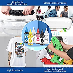 Welacer DTF Ink Premium 6x100ml Heat Transfer Ink Conversion Kit Refill for Epson L1800, R2400, L800, 1430, P400,P800,R2000,XP-15000 All DTF Printers,for DTF Film(White Cyan Magenta Yellow Black)