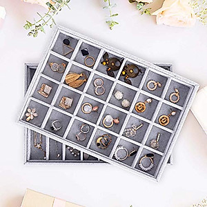 AUTOARK Ice Velvet Stackable Jewelry Tray Showcase Display Organizer,Set of 3,AJ-075