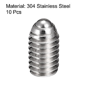 uxcell Ball Point Set Screws, M6 x 10mm 304 Stainless Steel Metric Spring Hex Socket Screw 10pcs