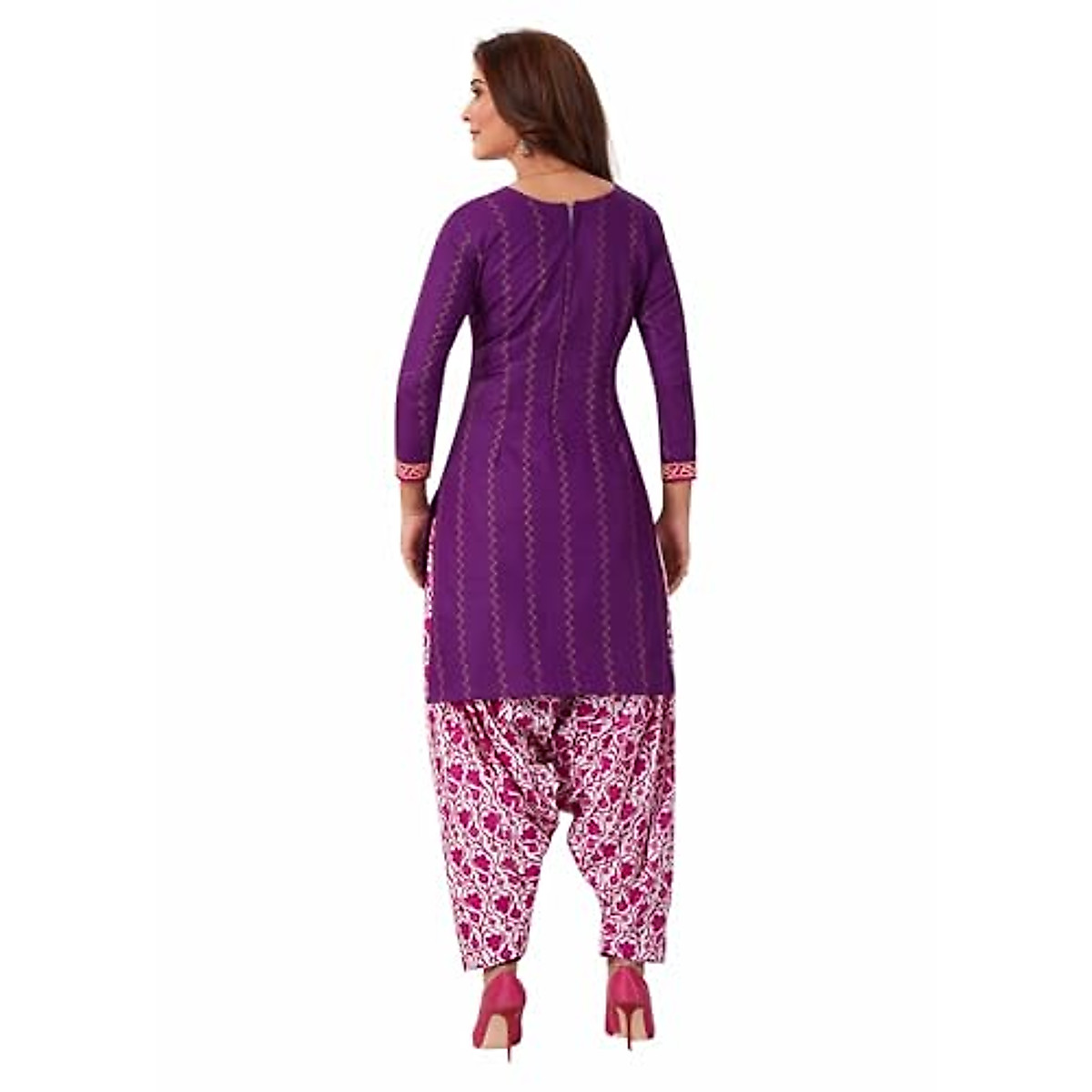 Miraan Women's Cotton Printed Readymade Salwar Suit XXX-Large Purple