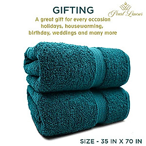 Pearl Linens Cotton Bath Sheet Pack of 2, Oversize Bath Towels Two Pack, Quick Dry, Absorbant, Super Soft Bath Sheet for Hotel, Spa | Teal Bath Sheet, Bath Towel 35 X 70 inches