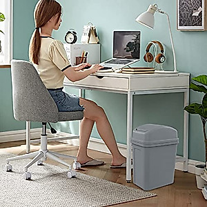 Cand 4 Pack 7 Liter Swing Top Trash Can, 1.8 Gallon Plastic Garbage Can, Gray Dustbin