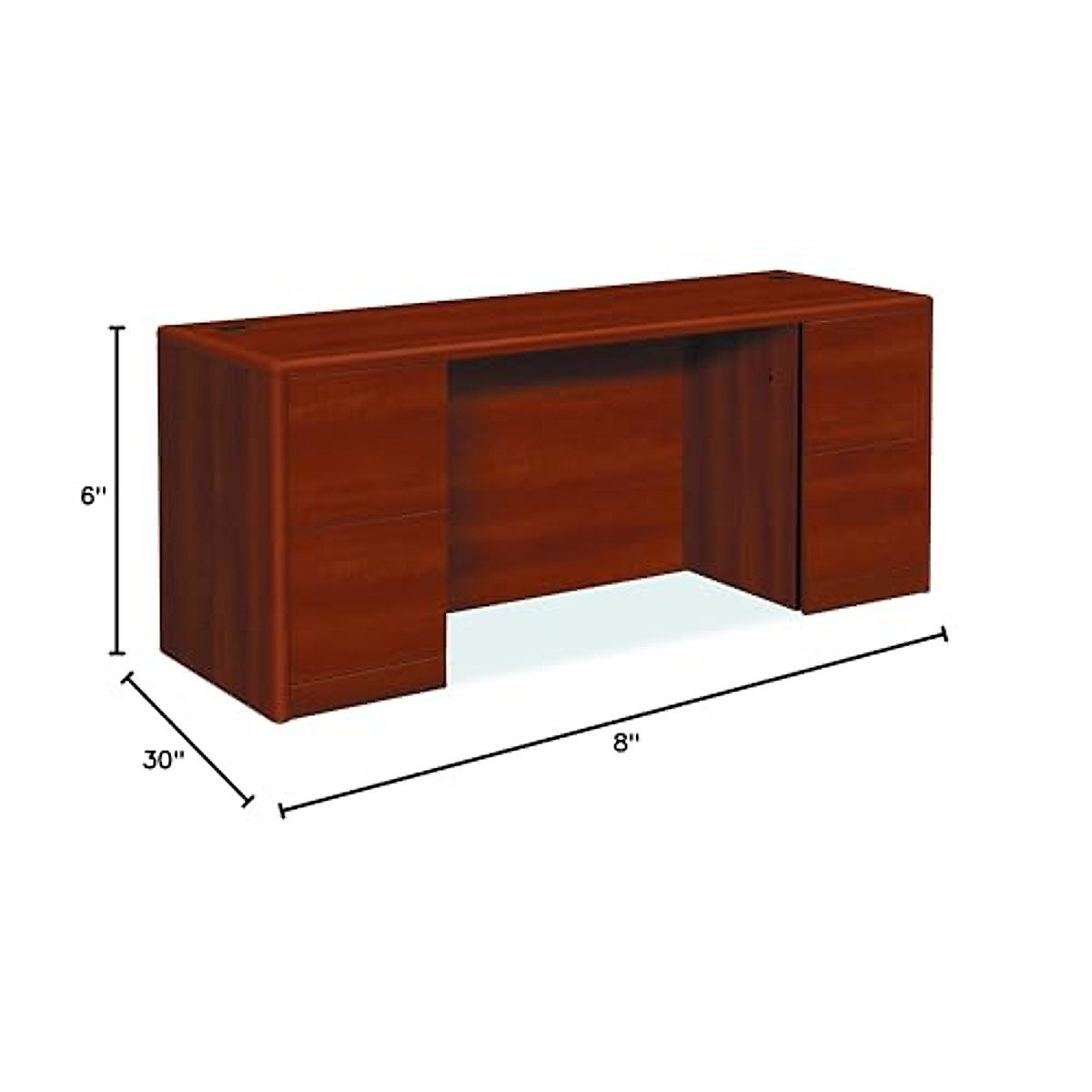 HON 10741CO 10700 Kneespace Credenza, Full Height Pedestals, 72w x 24d x 29 1/2h, Cognac