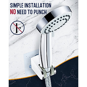 High Pressure 8" Rainfall Shower Head and Handheld Shower Heads Combo, with 60" hose, Punch-free, Dual Powerful Shower Spray Detachable with Holder, Chrome, Regulator fit for High, Low Water Flow