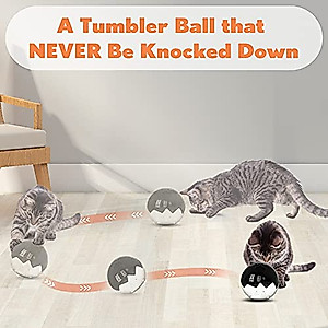 2021 Newest Cat Laser Toy,3 in 1 Interactive Tumbler Ball,Laser and Feather Toys for Pet Automatic Kitten Chaser Toy Indoor,Electronic Real Mice Sound,3 Speeds,3 Timers,Irregular Circle,Rechargeable