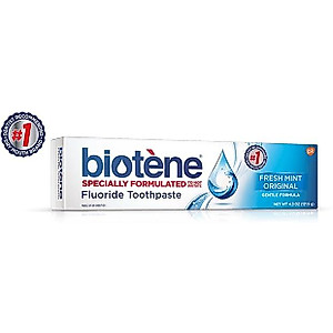 Biotene Fresh Mint Original Gentle Formula Fluoride Toothpaste, 4.3 Ounces (Value Pack of 4)
