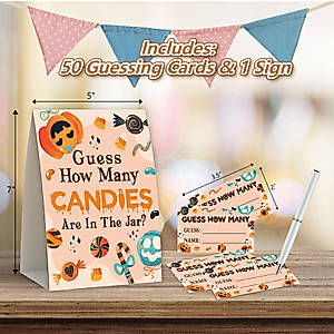 Halloween Shower Games,Guess How Many Candies,Baby Shower Games,Wedding Shower Games,Baby Shower Decorations Gender Neutral,Bridal Shower Decoration,Birthday Party Game,50 guess Cards & 1 Sign -9