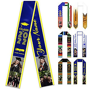Aokizkdzsw Custom Stole Graduation Personalized 2022，Graduation Sash Class of 2022，Graduation Gifts for Valedictorian and Salutatorian (Style 5)