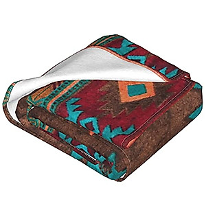 Soft Native American Southwest Cozy Flannel Blanket Vintage Abstract Ethnic Pattern Couch Sofa Indian Aztec Navajo Lightweight Bed Plush Throw Blanket 50"X40"