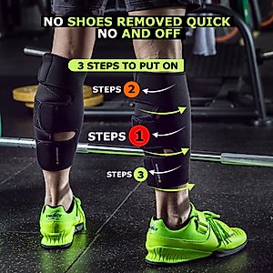 MANUEKLEAR Deadlift Shin Guards, Quick On and Off Shin Splint Brace, Adjustable Weightlifting Calf Brace for Keep Knurling On The Bar from Fragging Across Shins (Pair)
