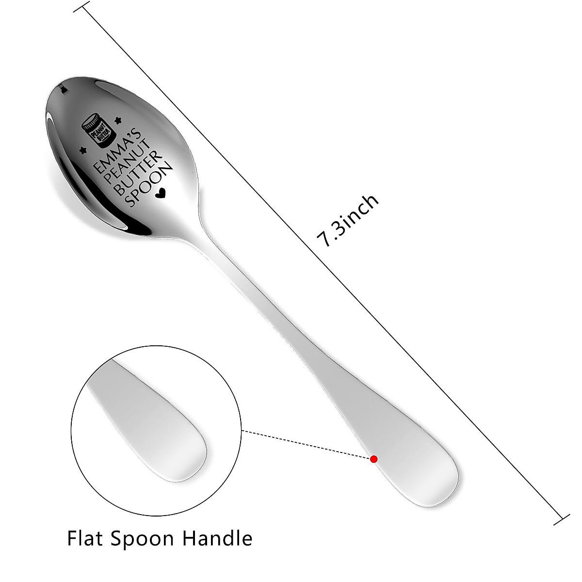 Custom Engraved Name Peanut Butter Spoon, Stainless Steel Coffee Spoon, Personalized Birthday Wedding Gifts