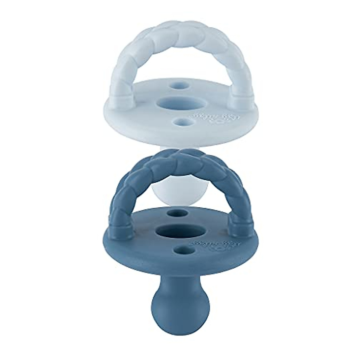 Itzy Ritzy Silicone Orthodontic Pacifiers - Sweetie Soother Pacifiers with Collapsible Handle & Two Air Holes for Added Safety, Baby Pacifiers for Ages 6-18 Months (Sky & Surf)