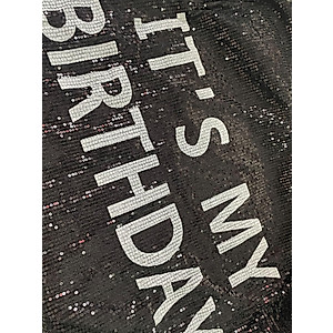 KIRJAUDU Womens Sparkly Sequin Shirt Dress Letter Print 3/4 Sleeve Short Dresses Party Clubwear Black XXL