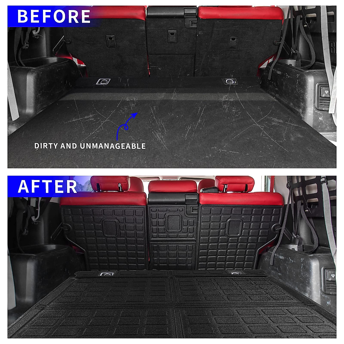 Rongtaod Cargo Mat Compatible with 2010-2024 Toyota 4Runner 5 Seats Trunk Mat Cargo Liner Back Seat Cover Protector 2023 Toyota 4 Runner Accessories (Trunk Mat+Backrest Mats,Fit without Sliding Tray)
