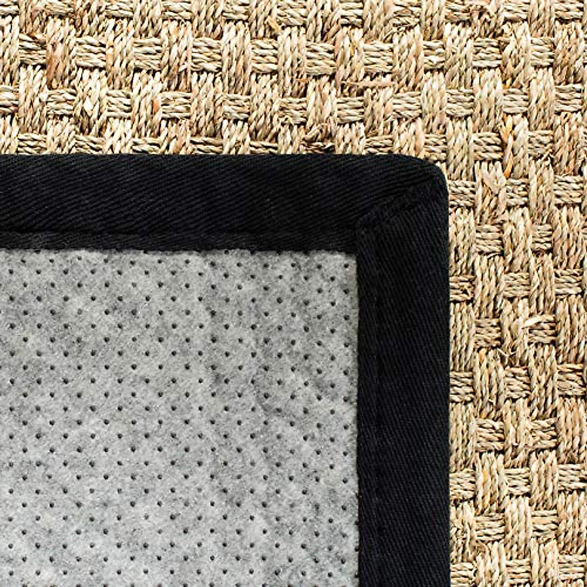SAFAVIEH Natural Fiber Collection Runner Rug - 2'6" x 8', Natural & Black, Border Basketweave Seagrass Design, Easy Care, Ideal for High Traffic Areas in Living Room, Bedroom (NF114C)