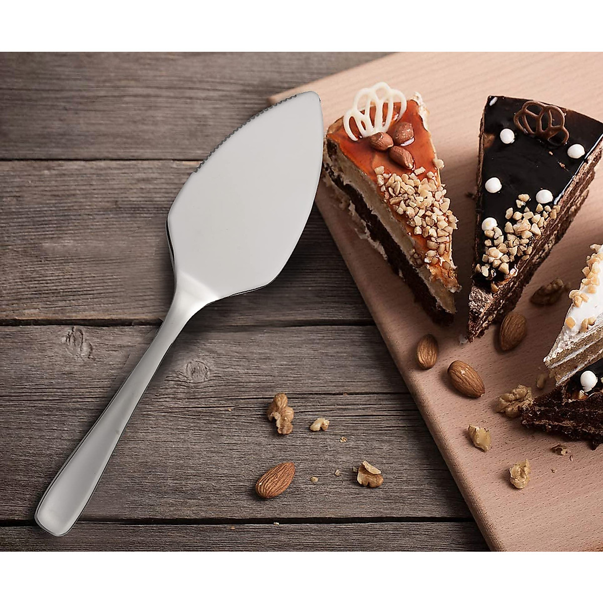 IMEEA Large Pie Server Cake Server Spatula 18/10 Stainless Steel Serrated Pie Server, 11.7-Inch