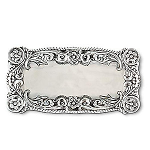 Arthur Court Western Pattern Concho Bread / Snack Serving Tray Parties Bar Dish - Cowboy / Cowgirl Silver Aluminum 6 inch x 12.25 inch