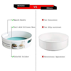 MOKARO 2 Pack Plastic Lazy Susan Turntable with 2 Handle Multifunctional Spice Rack Organizer for Kitchen Cabinet 360 Rotating Food Storage Container for Fridge Countertop