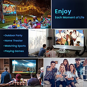 5G WiFi 1080P Projector 4K Supported - OSQ 800 ANSI HD Outdoor Movie with Bluetooth, 4P & ±50° Keystone, Zoom 50%, 300'' Home Cinema Video Support PPT, PS4, TV Stick, Laptop, Phone, white (O-410)