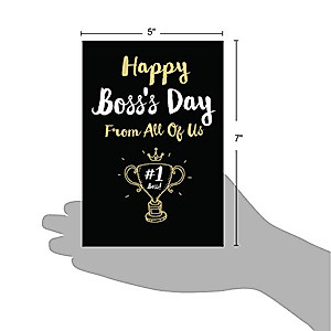 NobleWorks - Boss's Day Greeting Card with Envelope - Boss Appreciation, Gratitude Notecard for Manager, Work - Happy Boss's Day From All C5886BOG-US