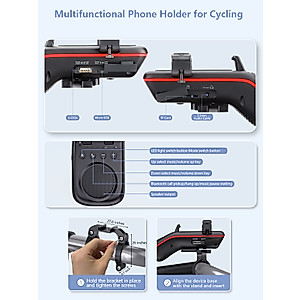 Weduda Multifunctional Bike Phone Holder,Portable Bluetooth Speaker with Microphone and LED Lighting, External Bicycle Bell, 5000mAh Power Bank - Ideal for Adult Road & Mountain Cycling