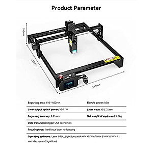 ATOMSTACK A10 pro 50W DIY Laser Cutter and Engraver Machine, 10W Output Power, Eye Protection Compressed Spot 11000mm/min Diode Laser Engraving for Metal and Wood, 410x400mm