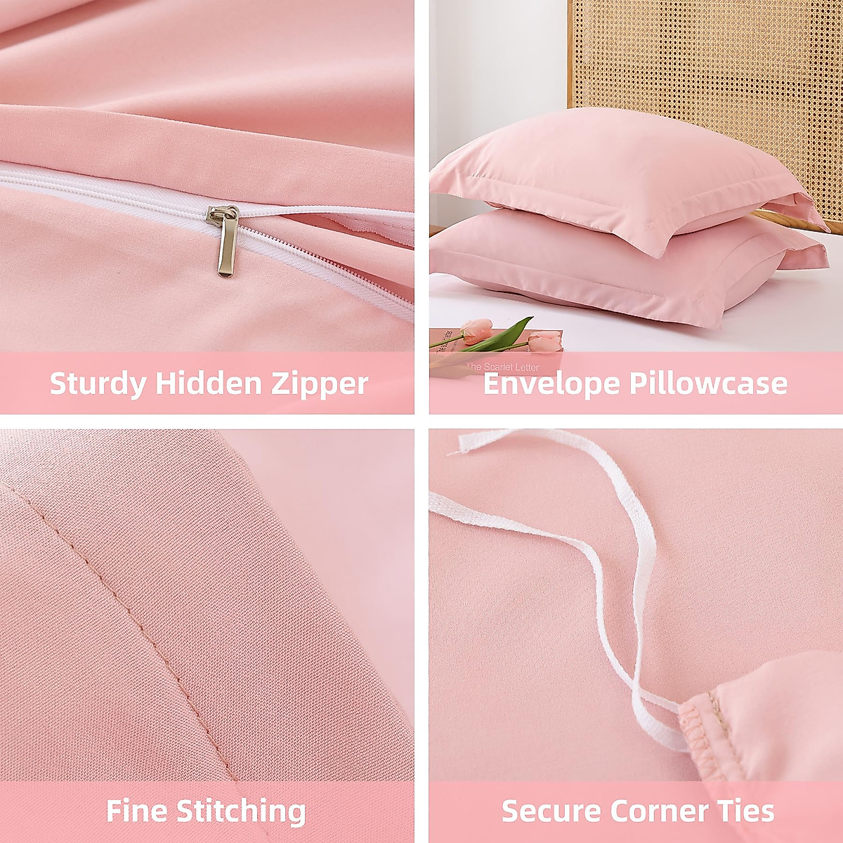 Soft Breathable Duvet Cover Twin Size - Luxury 100% Washed Duvet Cover Set, 2 Piece Bedding Set 1 Duvet Covers 68x90 Inches with Zipper Closure and 1 Pillow Shams for Twin Size Bed